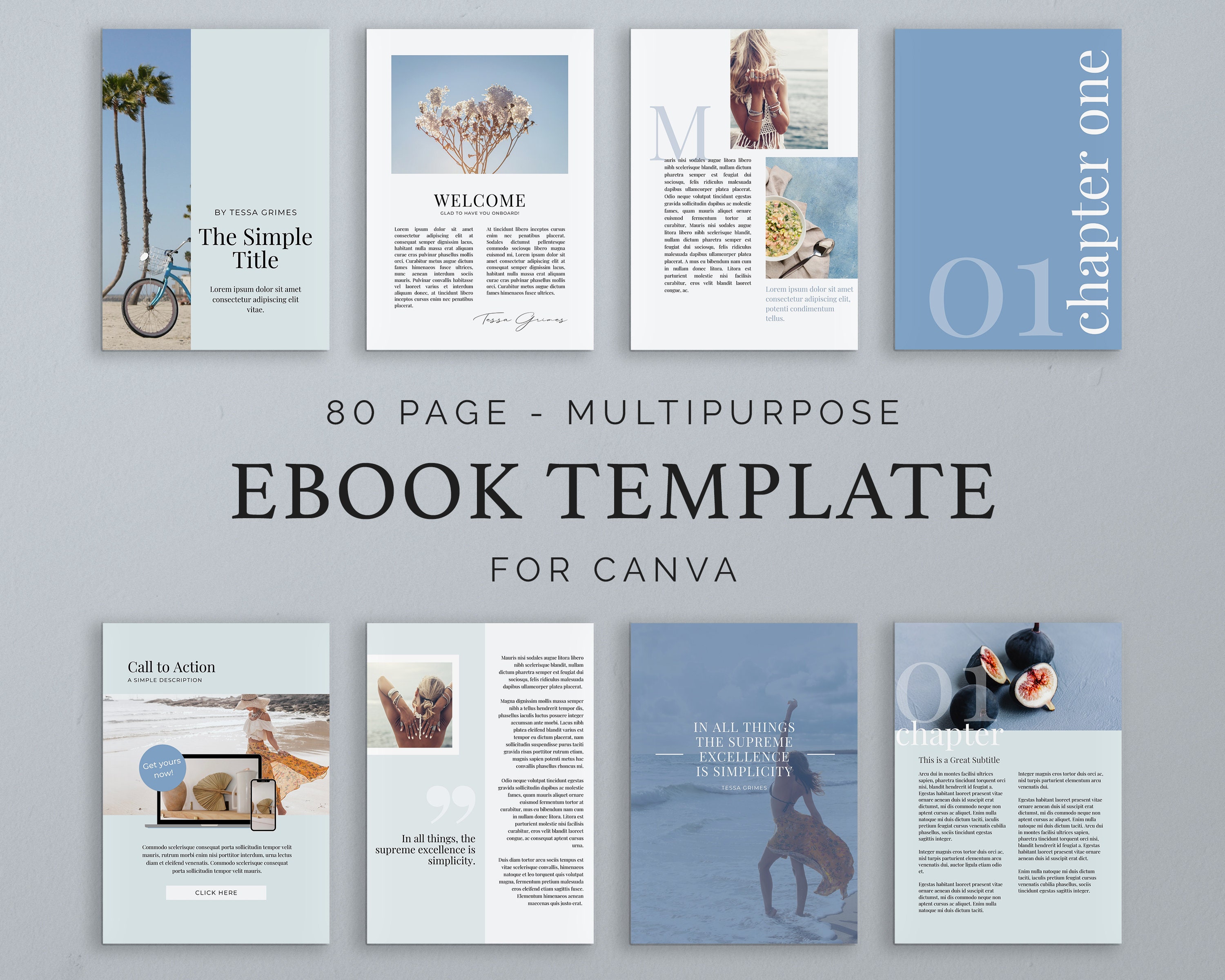Ebook Template Blue Blue Ebook Template Canva Freebie Etsy