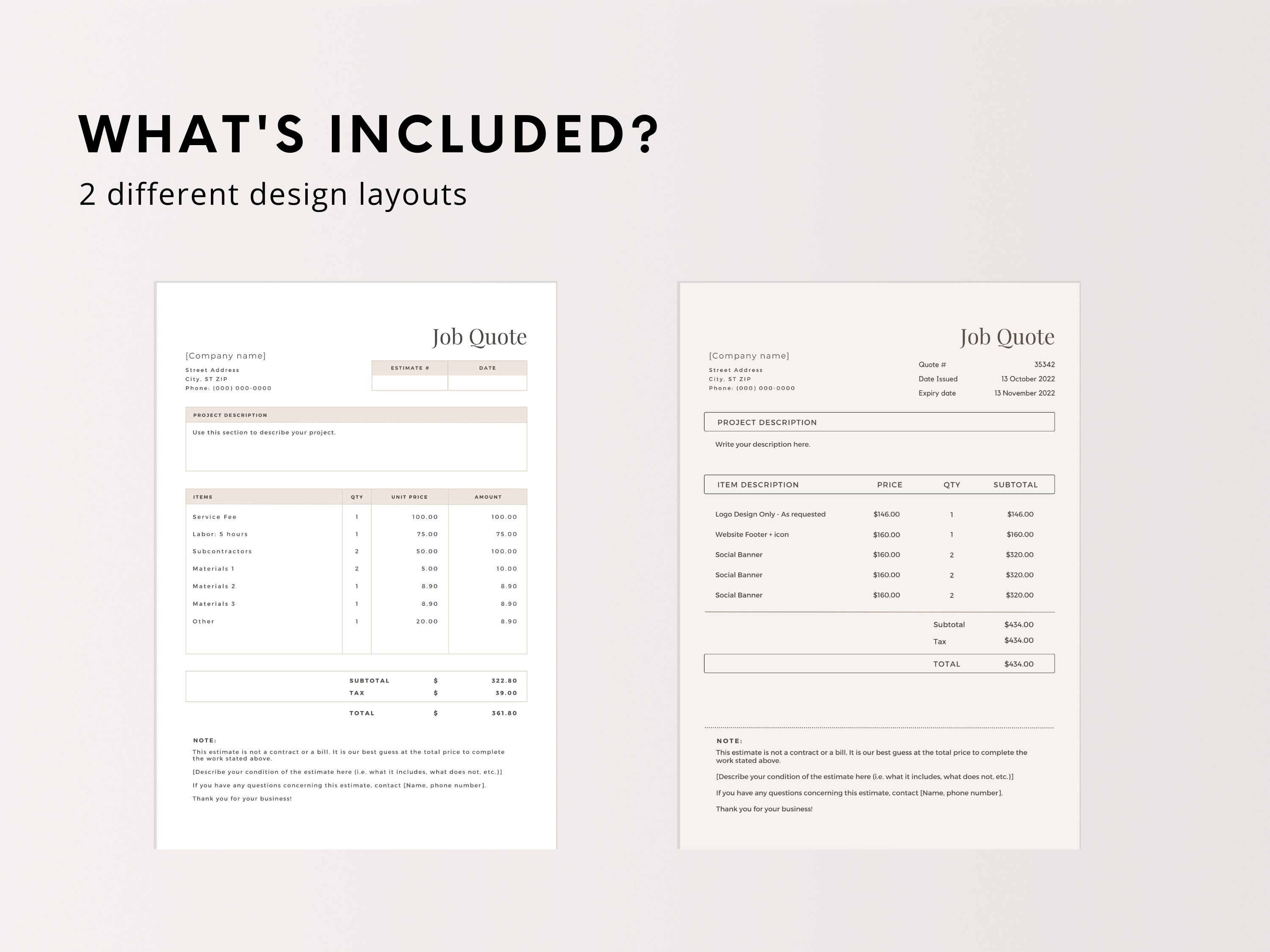 PLR Minimalist Job Quote Template Canva, Reseller Template Canva ...