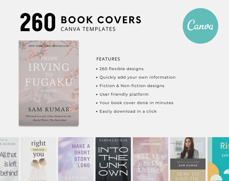 Book Cover Template Canva Book Cover Template Book Cover - Etsy