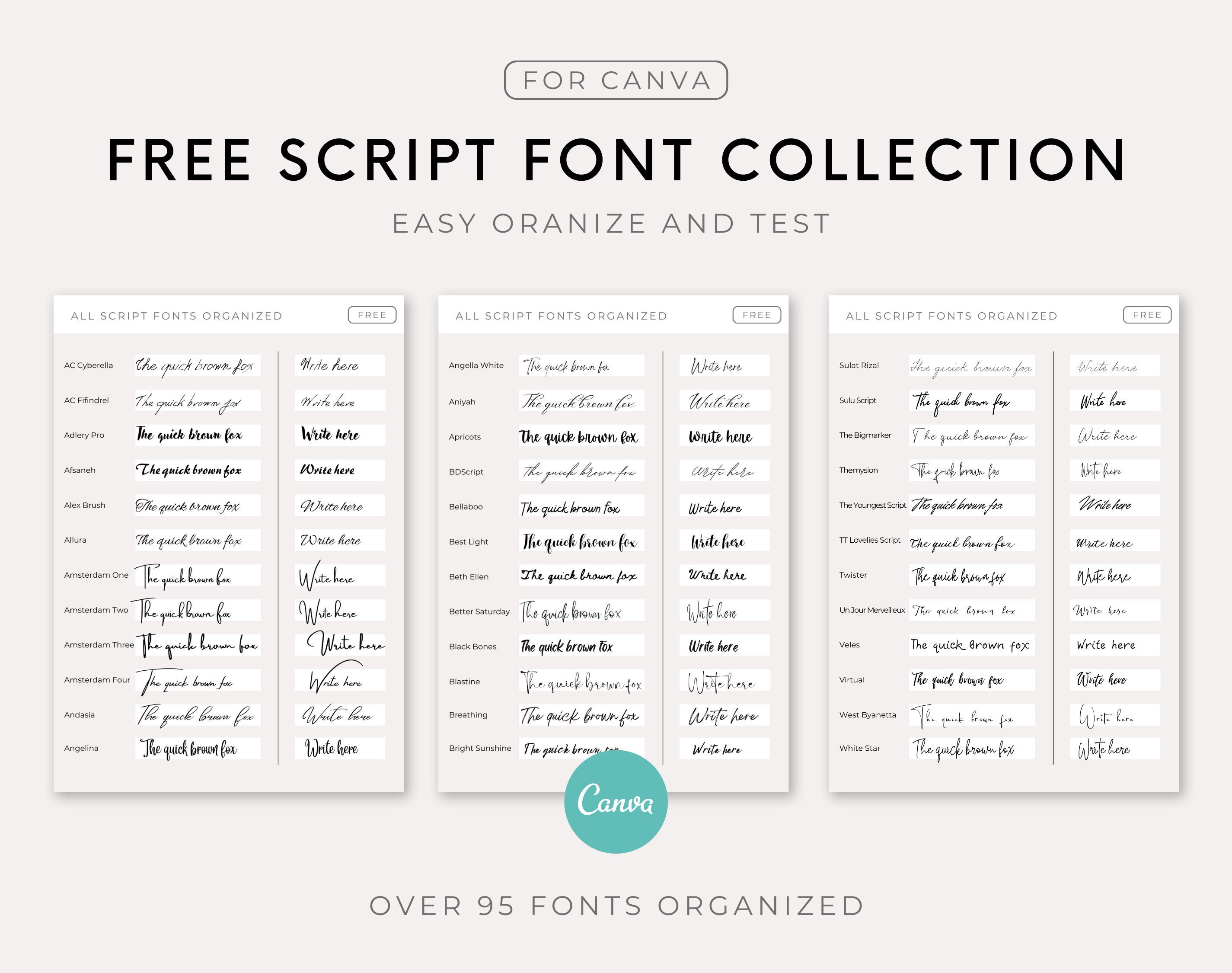 Canva Font Template, Canva Template, Calligraphy Font Collection, Canva ...