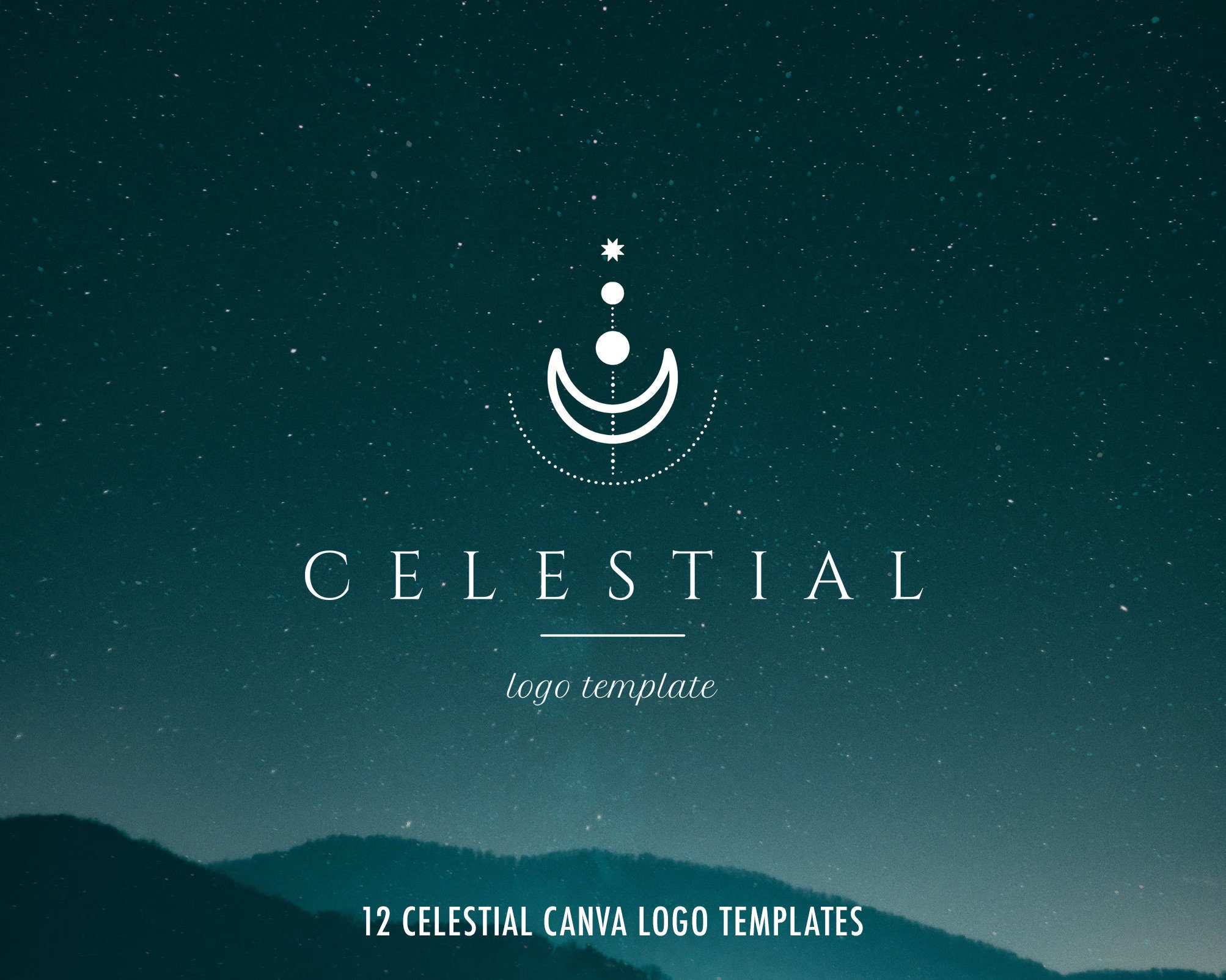 Celestial Logo, Moon Logo, Stars Logo, Spiritual Logo Design, Magic ...