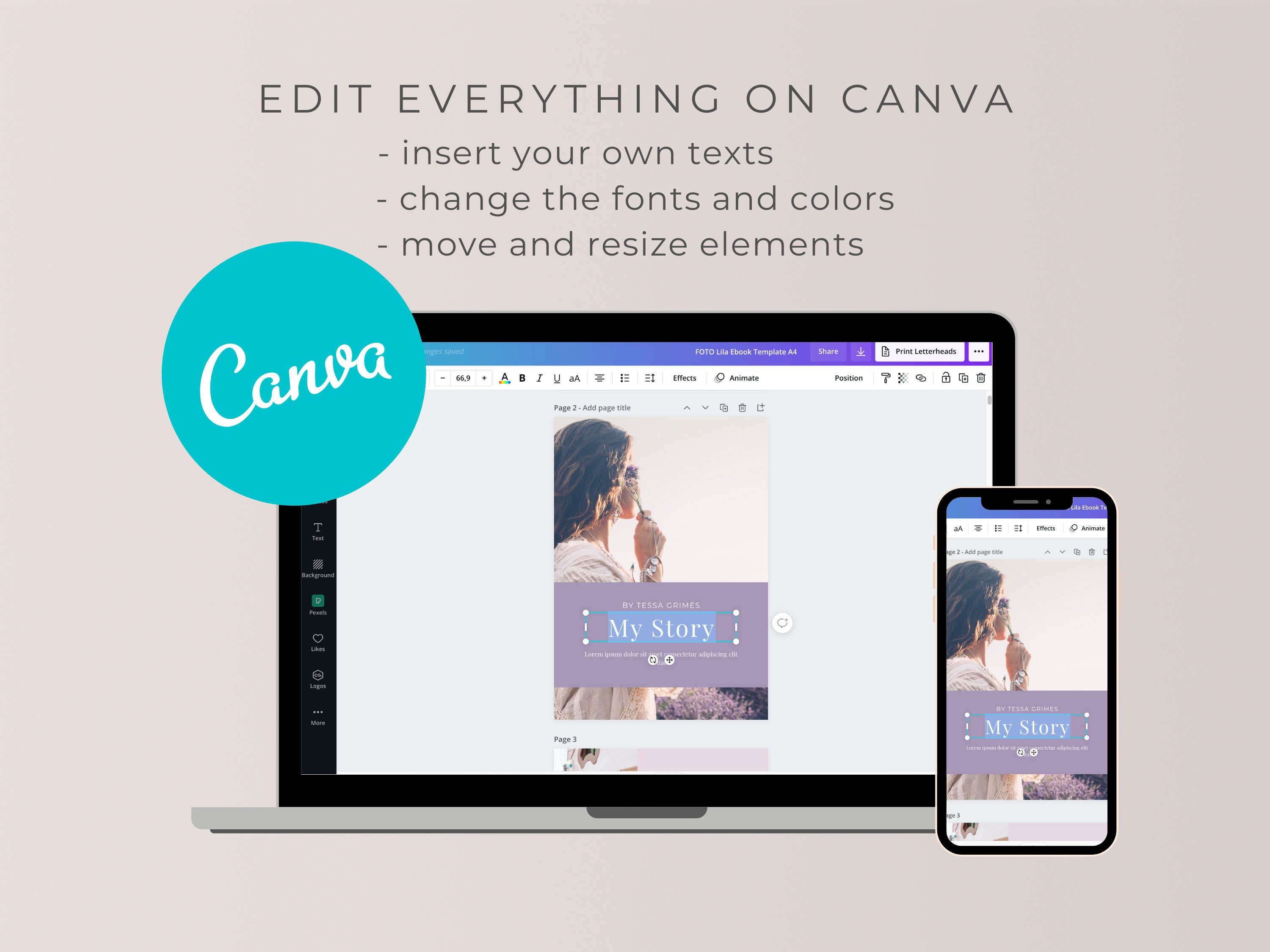 Purple Ebook Template Canva, Ebook Canva Template Pink, Opt-in Freebie ...