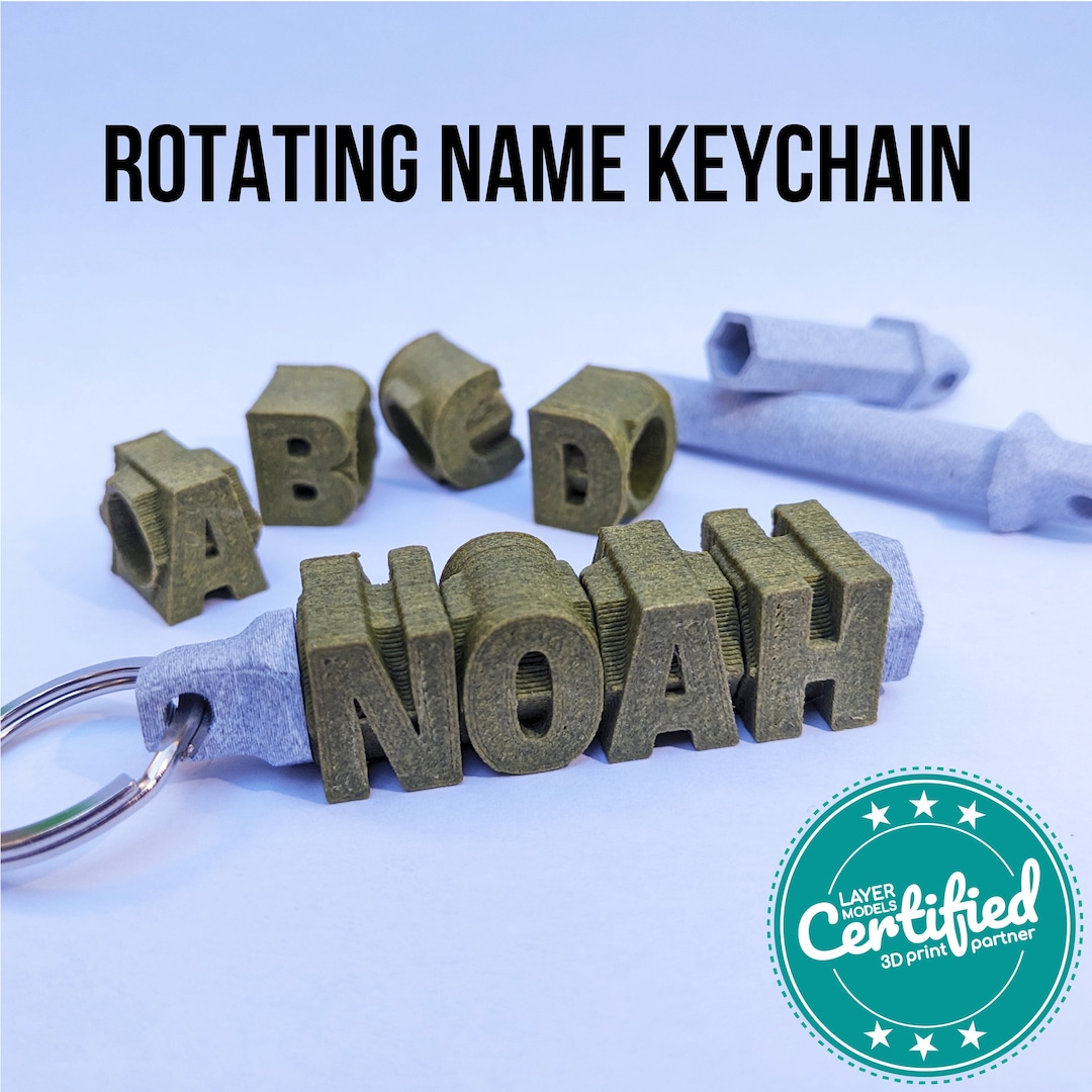 Personalized 3D Printed Keychain With Fidget Rotation Function! as a ...