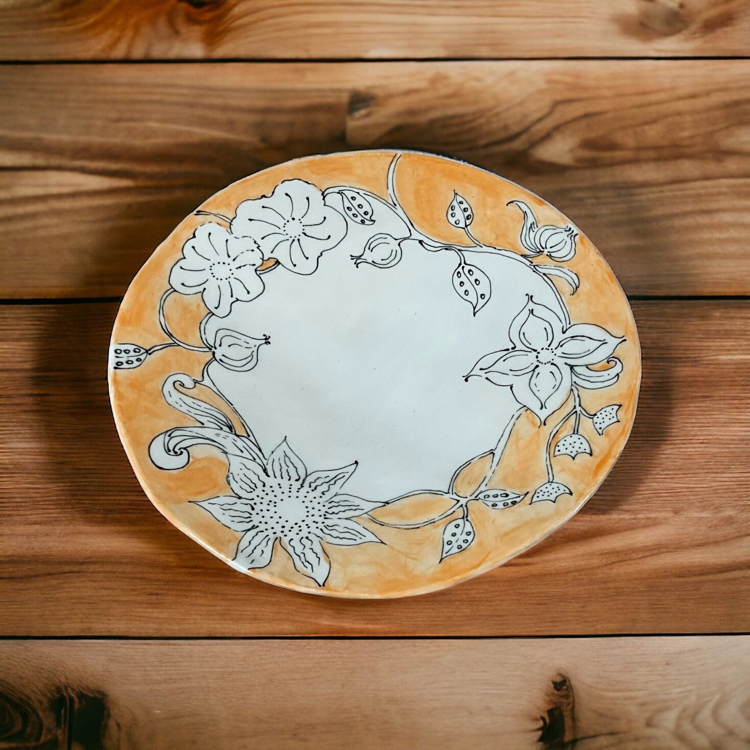 Hand-painted Ceramic Serving Platter. Two Color Choices: Yellow or ...