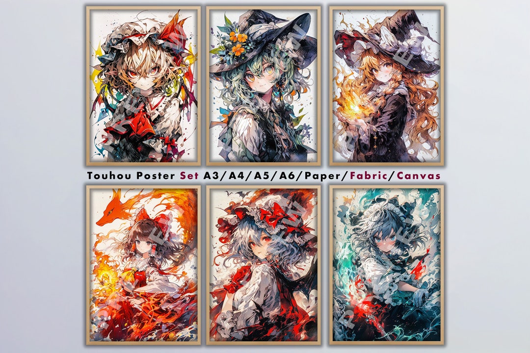 Touhou Poster Set Anime Girl Colorful High Quality Unique Wall Decor ...