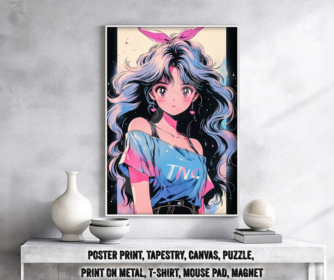 Anime Poster Bunny Anime Girl Kawaii Cute – Retro Otaku Gift, Vintage ...