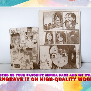 Personalized Manga Page Wood Engraving, Anime Wood Print, Customized ...