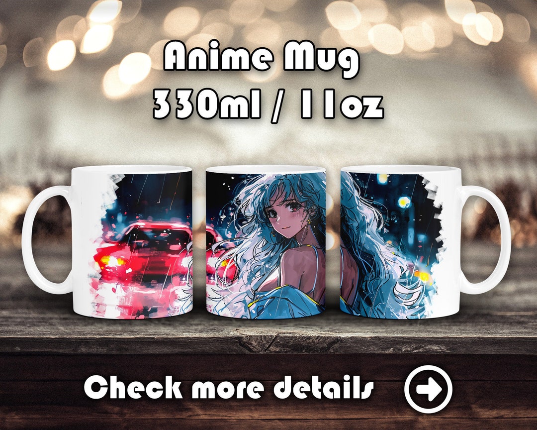 Ceramic Anime Retro Girl Mug, Glossy Coffee Cup, Otaku Gift Merch ...