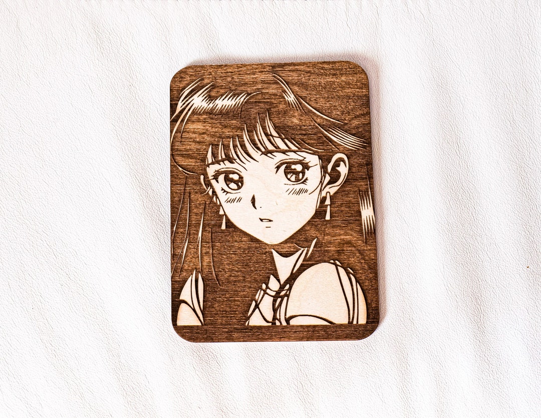 Wooden Retro Anime Girl Portrait - Engraved Art 90s 80s Oldschool ...