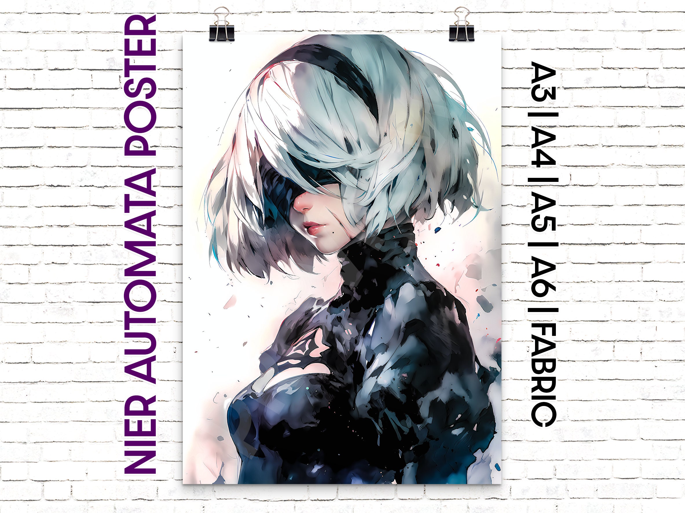 Set of 4 Posters JRPG Game Character Tapestry, Watercolor Colorful High ...