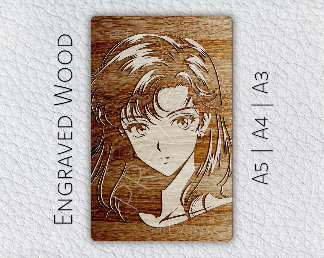 Wooden Retro Anime Girl Poster Engraved Wooden Art 90s 80s Oldschool ...