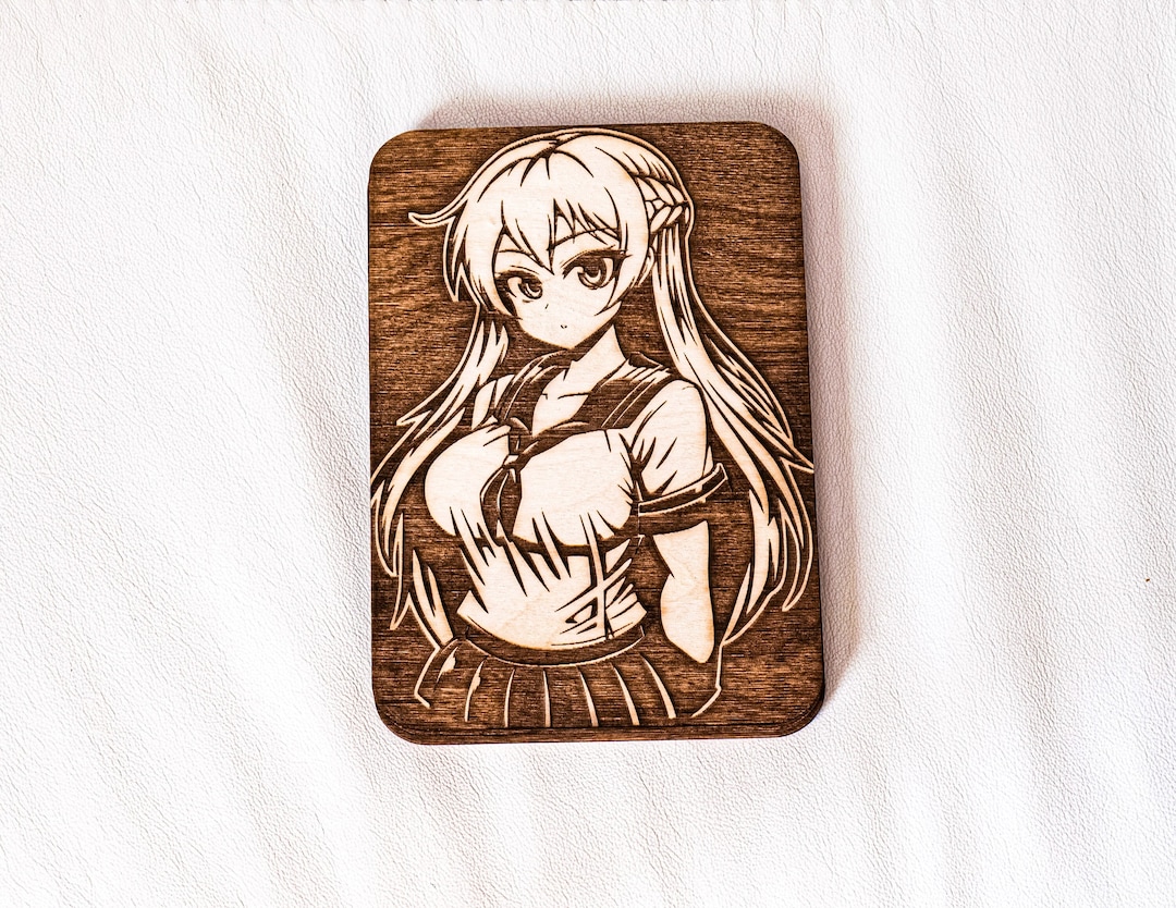 Wooden Anime Girl Portrait - Engraved Art Poster of Beautiful Gyaru ...