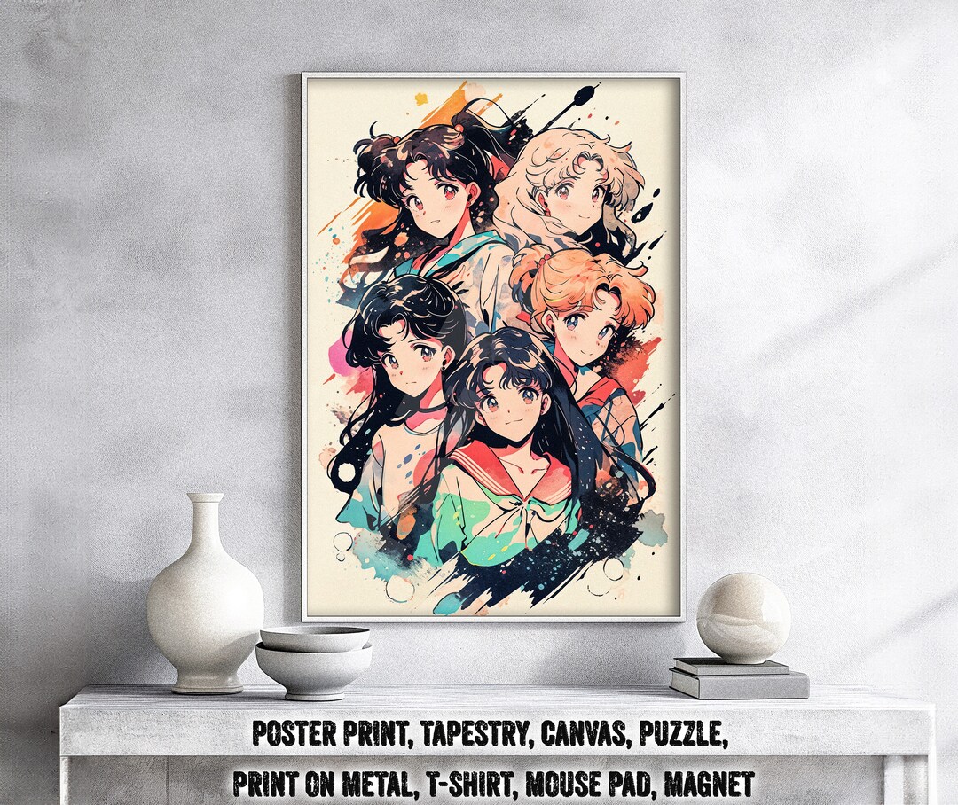Vintage Kawaii Anime Girl Poster Otaku Gift, Old Retro Style, Bishoujo ...