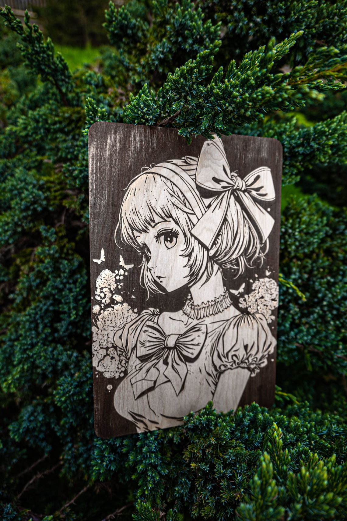 Wooden Anime Girl Portrait Engraved Art of Beautiful Anime - Etsy