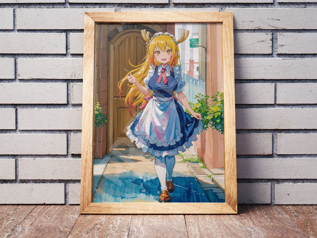 Popular Anime Maid Poster Dragon, Watercolor Tee, Otaku Gift, Anime ...