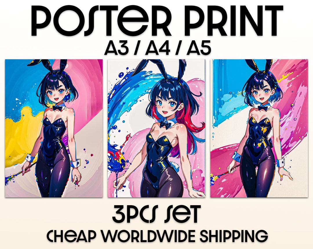 Kawaii Bunny Girl Anime Art Print Poster Cute Leotard Set Puzzle Metal Magnet T Shirt Tee