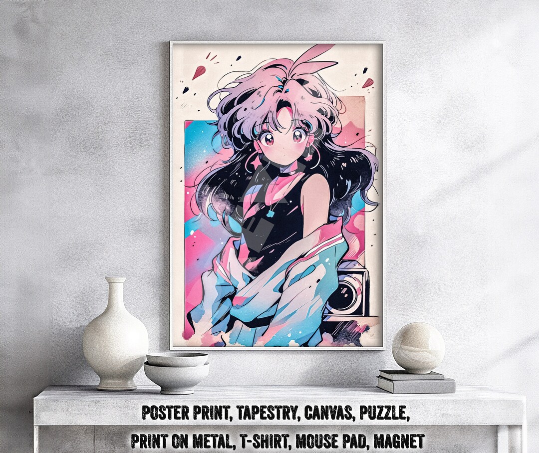 Poster Anime Girl Kawaii Cute – 80s 00s Retro Otaku Gift, Vintage ...