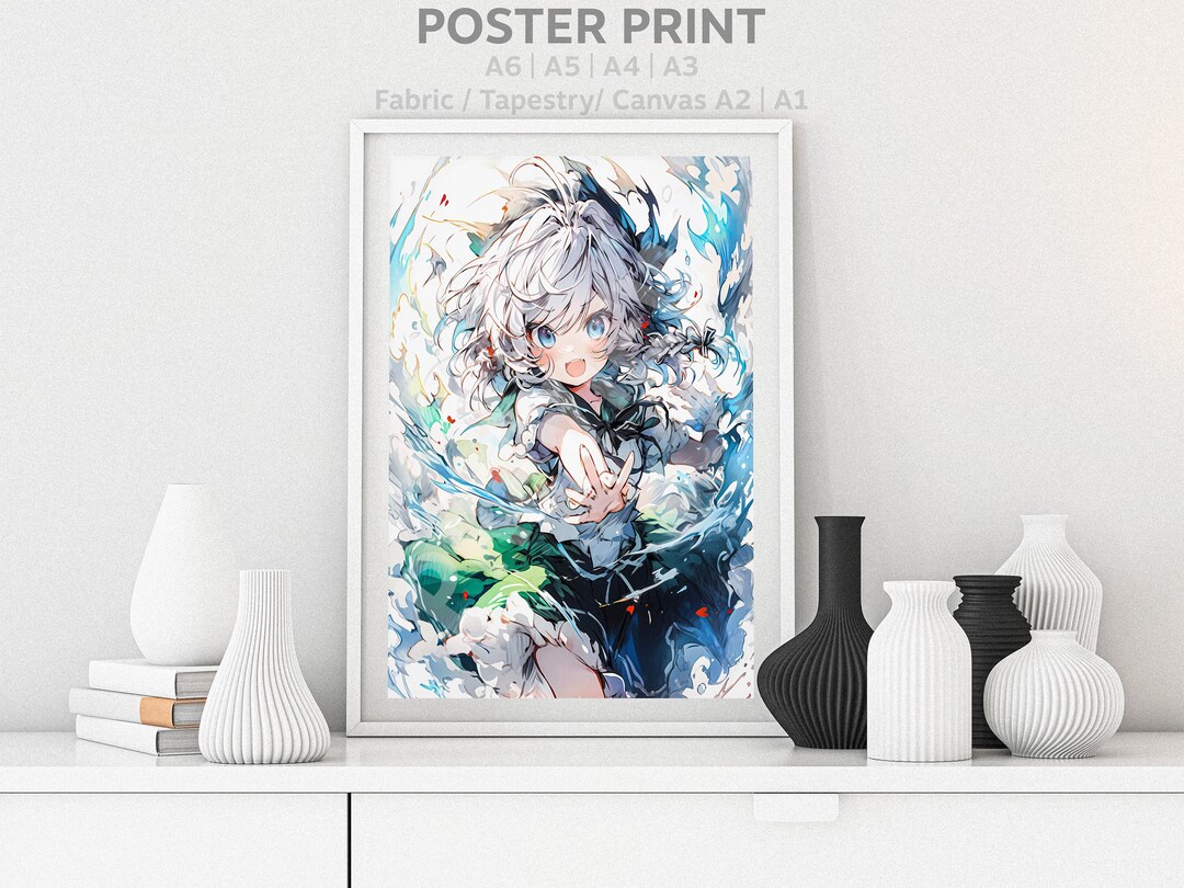 Touhou Poster Sakuya Watercolor Anime Girl Colorful Waifu, Otaku Gift ...