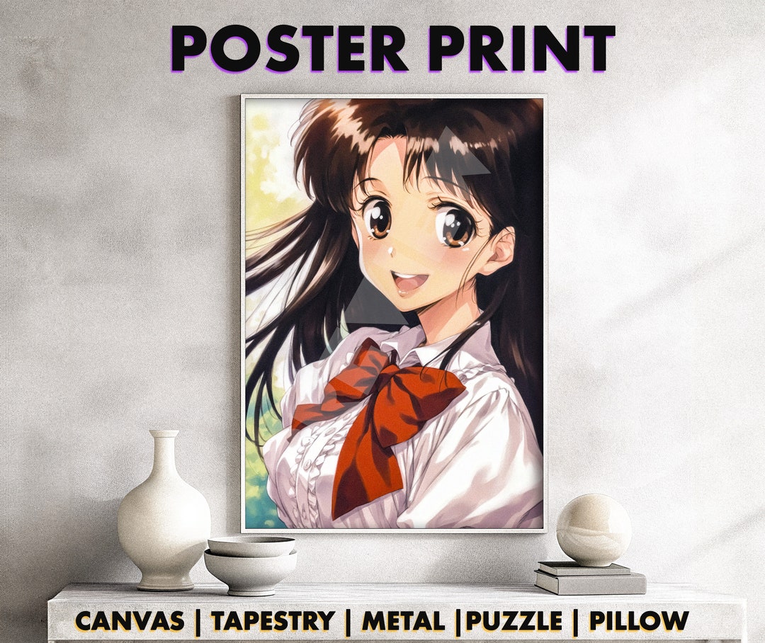 Classic Seifuku Anime Girl Poster - Charming Bishoujo With Ribbon ...