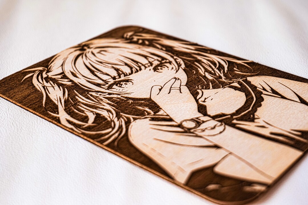 Wooden Anime Girl Portrait Engraved Art Poster of Beautiful - Etsy