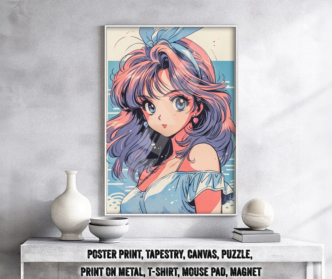 Poster Anime Girl Kawaii Cute – 80s 00s Retro Otaku Gift, Vintage ...