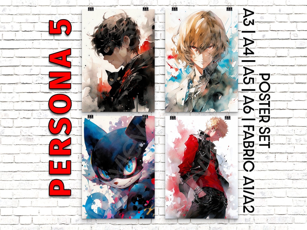 Persona 5 Watercolor Poster Set: JRPG Game Character Tapestry - Etsy