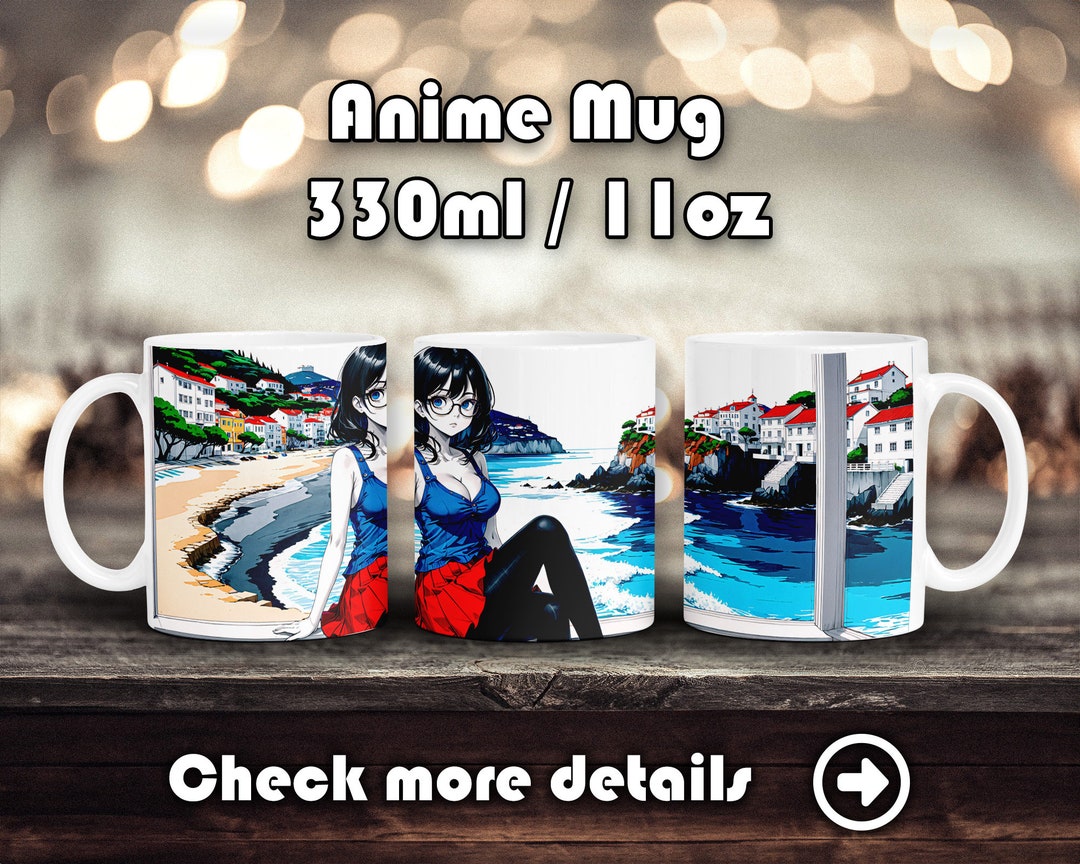 Ceramic Anime Girl Mug, Glossy Coffee Cup, Otaku Gift Merch, Kawaii ...