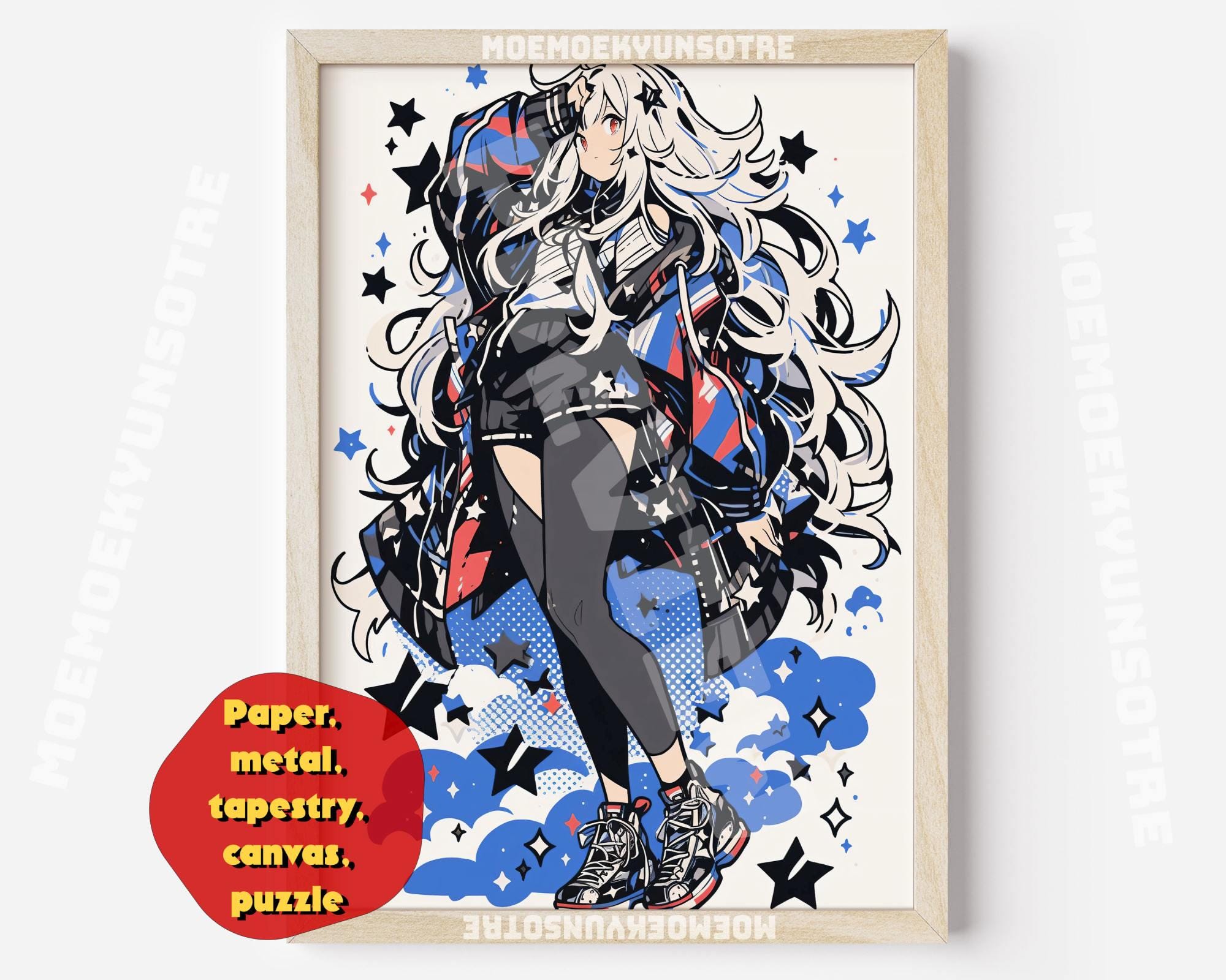 Retro Style Anime Girl Poster, Kawaii Cute Otaku Gift, Vintage ...