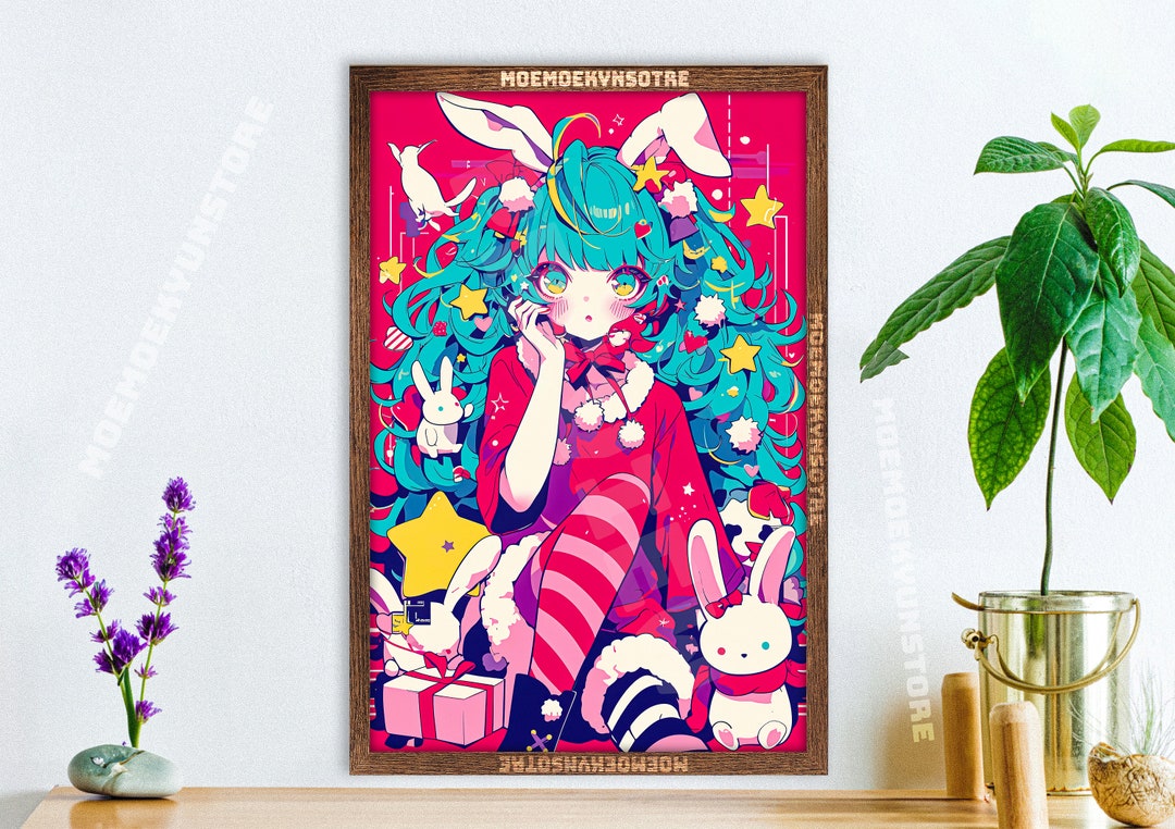 Cute Anime Poster, Japanese Painting, Canvas, Kawaii Manga Girl - Etsy