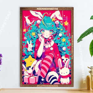 Cute Anime Poster, Japanese Painting, Canvas, Kawaii Manga Girl - Etsy