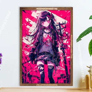 Anime Wall Art, Anime Girl Painting Gift, Edgy Emo Manga Style Tapestry ...