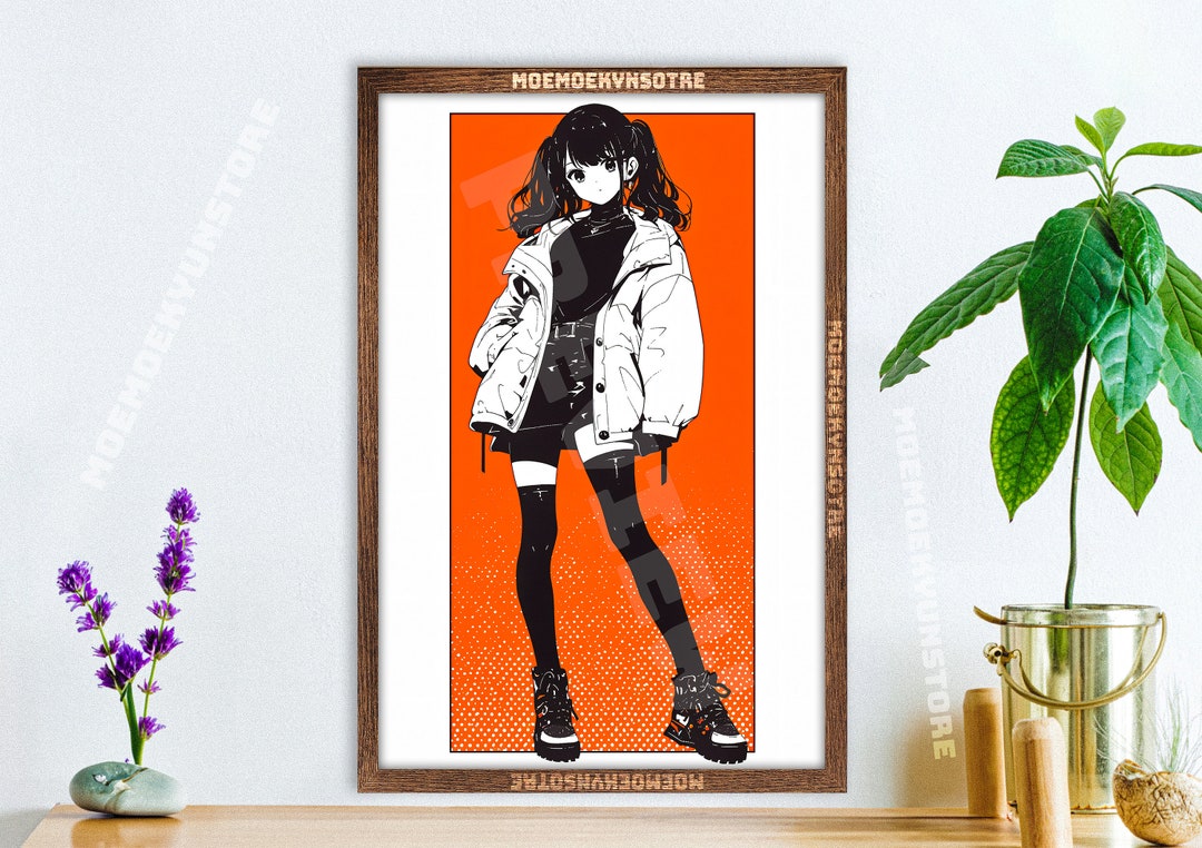 Cute Anime Poster, Japanese Art, Canvas, Kawaii Manga Girl - Etsy