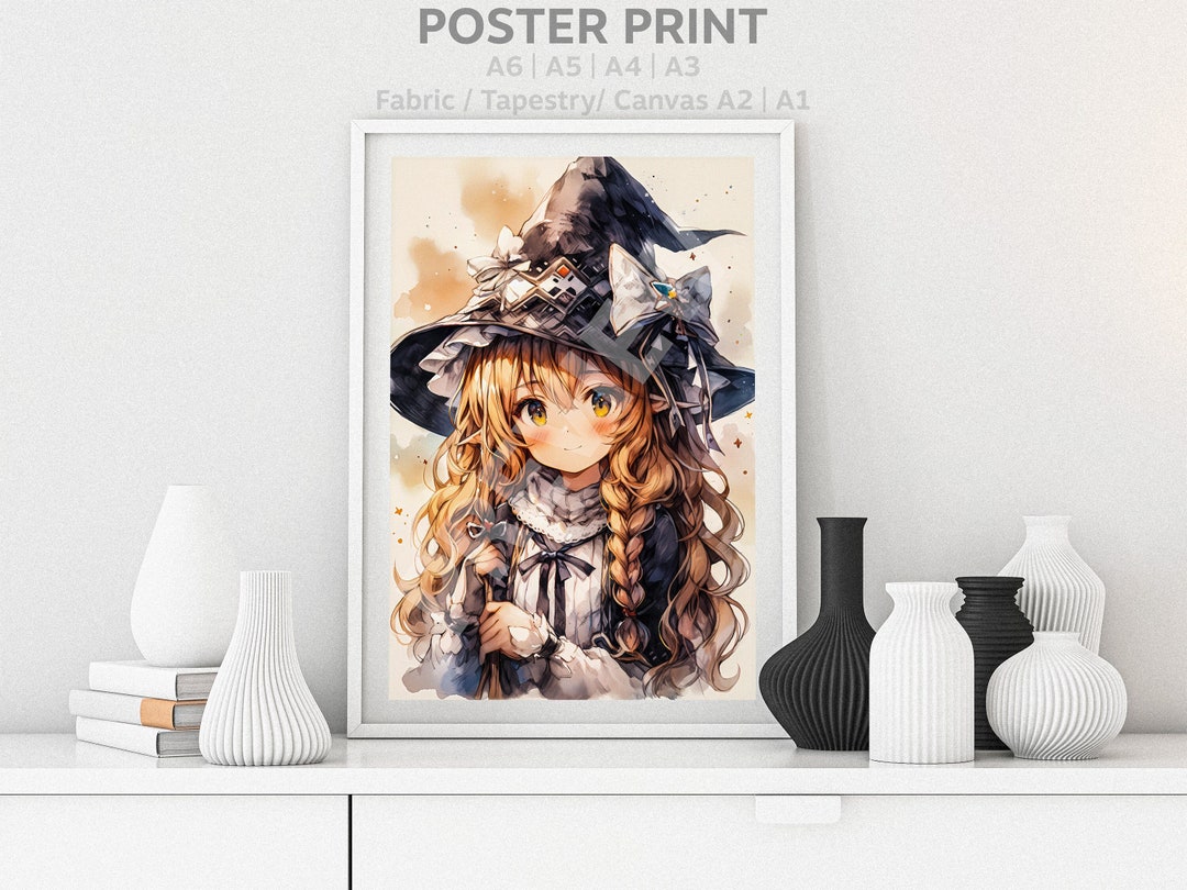 Touhou Poster Kirisame Marisa Watercolor Anime Girl Colorful Waifu ...