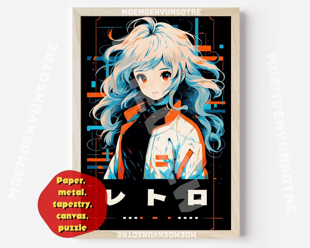 Vintage Anime Girl Poster, Cute Otaku Gift, Retro Oldschool Waifu Gal ...
