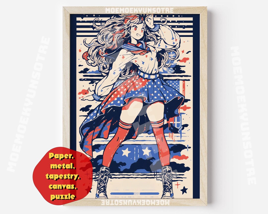Retro Style Anime Girl Poster, Kawaii Cute Otaku Gift, Vintage ...