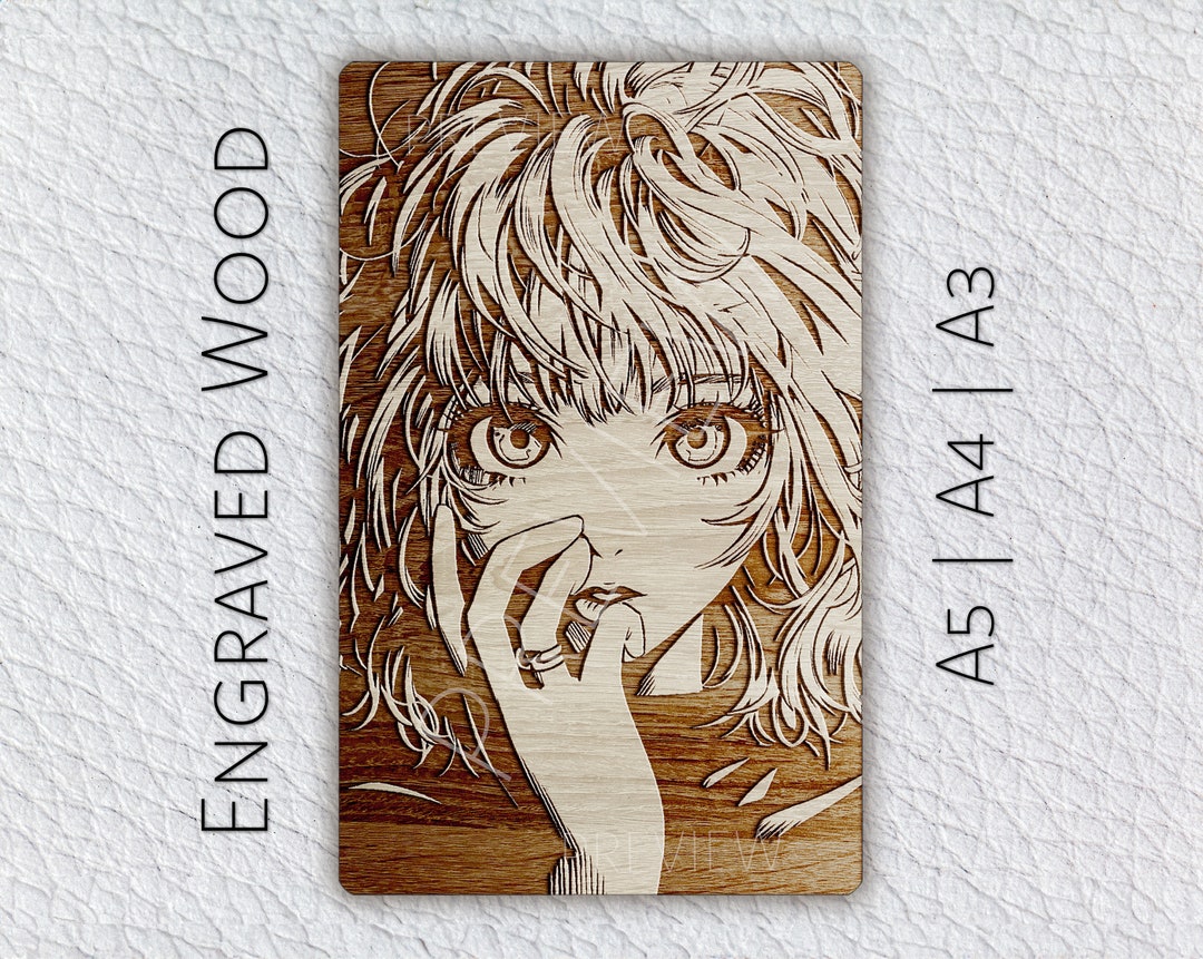 Wooden Retro Anime Girl Portrait - Engraved Art 90s 80s Oldschool ...