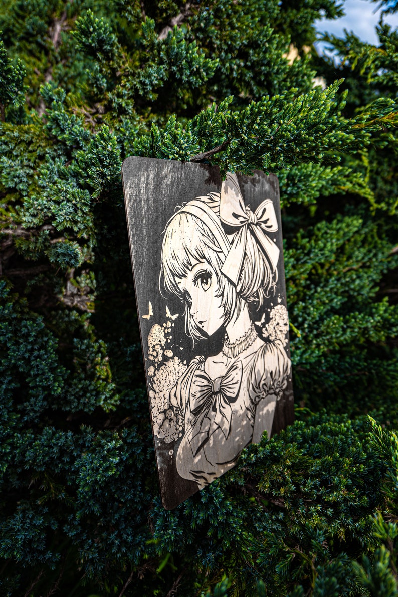 Wooden Anime Girl Portrait Engraved Art of Beautiful Anime - Etsy