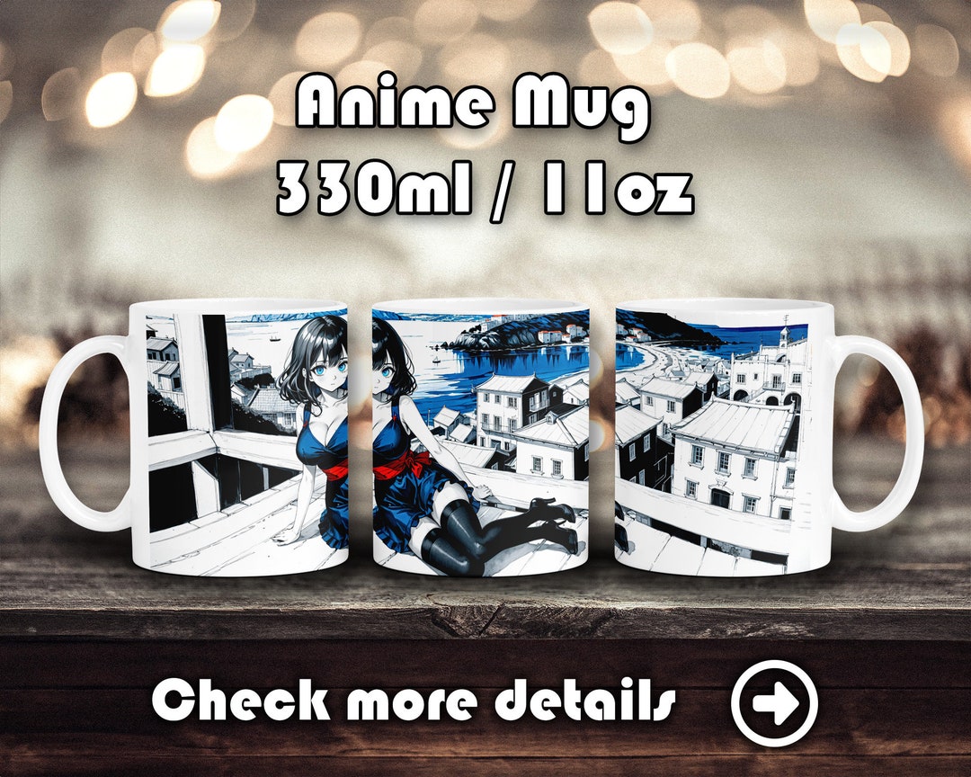 Ceramic Anime Girl Mug Glossy Coffee Cup, Otaku Gift Merch, Kawaii Cute ...