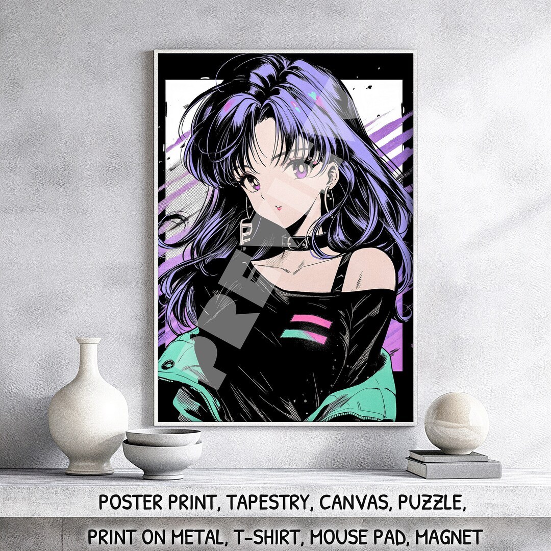 Retro Vintage Cute Anime Girl Poster Bishoujo Waifu Gal, Otaku Gift ...