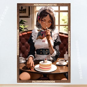 Anime Maid Girl Poster Dark Skinned Waifu Art - Etsy