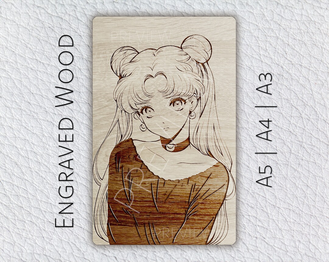 Wooden Retro Anime Girl Poster Engraved Wooden Art 90s 80s Oldschool ...