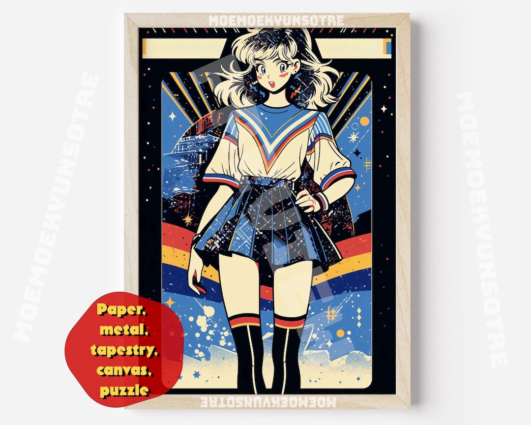 Vintage Anime Girl Poster, Cute Otaku Gift, Retro Oldschool Waifu Gal ...