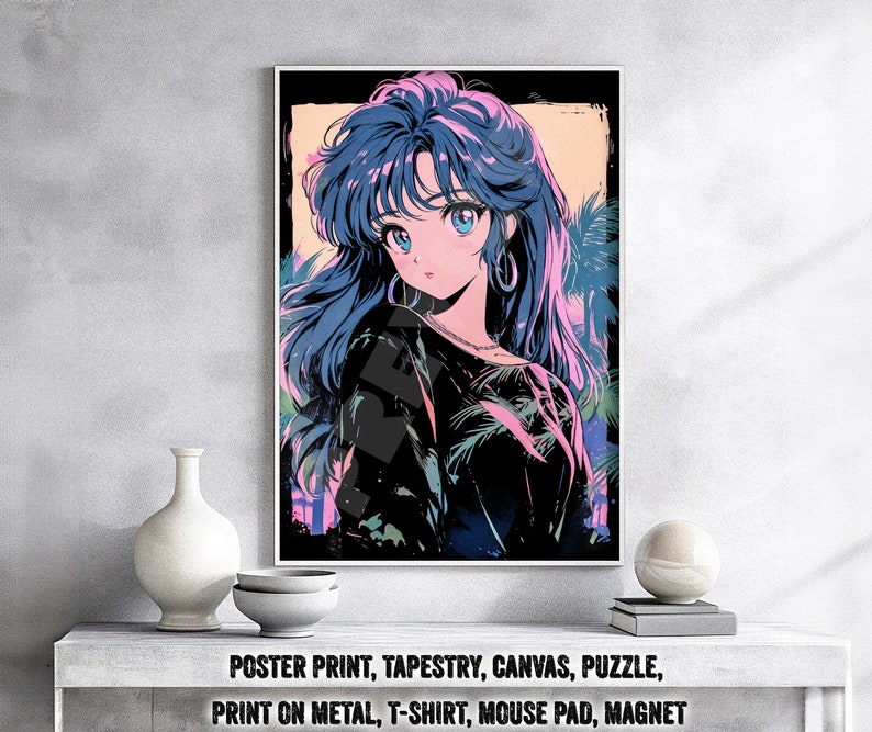 Oldschool Kawaii Anime Girl Poster – Otaku Gift, Retro Style, Bishoujo ...