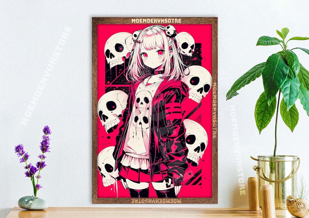 Anime Wall Art, Anime Girl Painting Gift, Edgy Emo Manga Style Tapestry ...