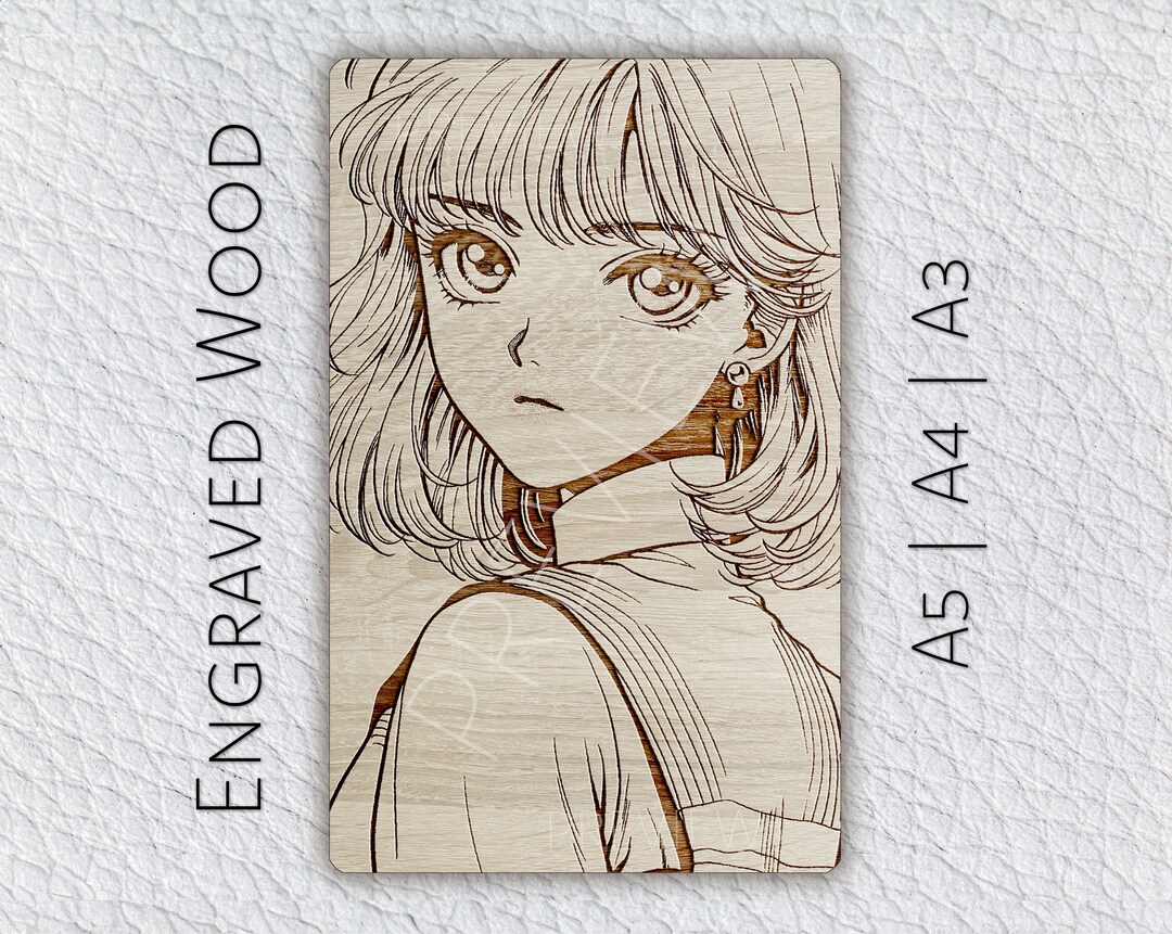 Wooden Anime Girl Sailor Uniform Portrait - Engraved Art Poster of ...