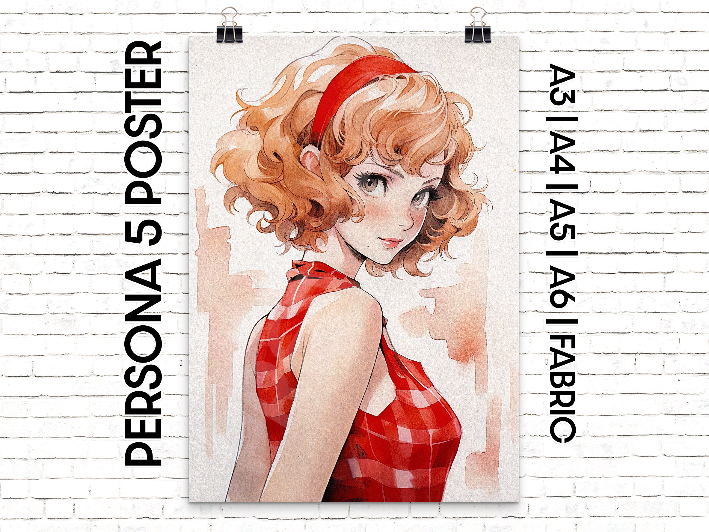 Set of 4 Posters JRPG Game Character Tapestry, Watercolor Colorful High ...