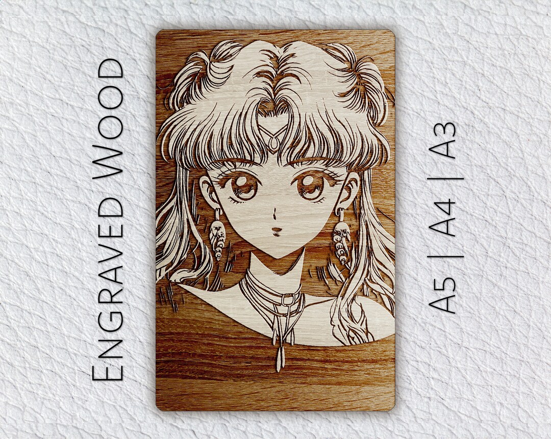 Wooden Retro Anime Girl Portrait - Engraved Art 90s 80s Oldschool ...