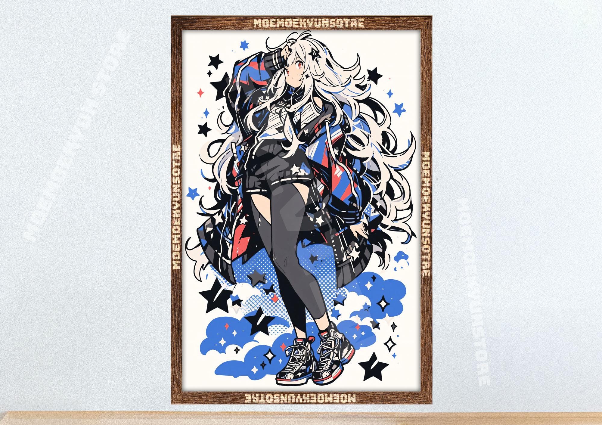 Retro Style Anime Girl Poster, Kawaii Cute Otaku Gift, Vintage ...