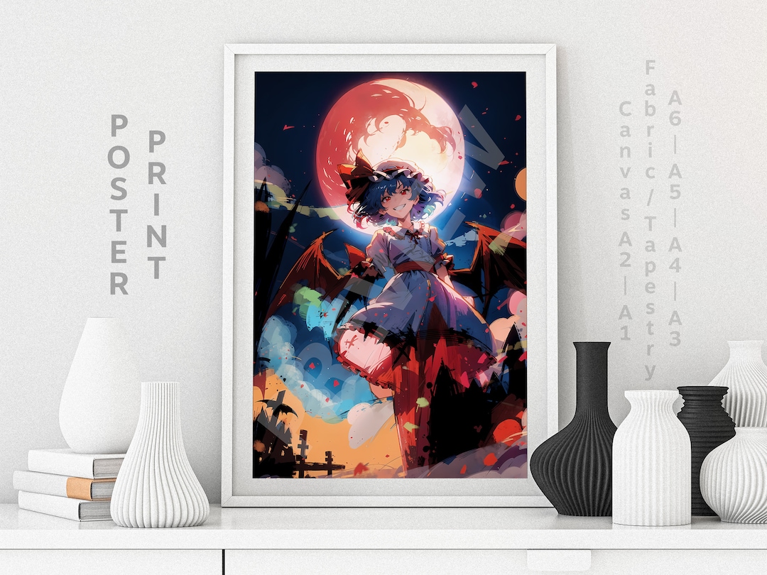 Touhou Poster Remilia Scarlet Watercolor Anime Girl Colorful Waifu ...
