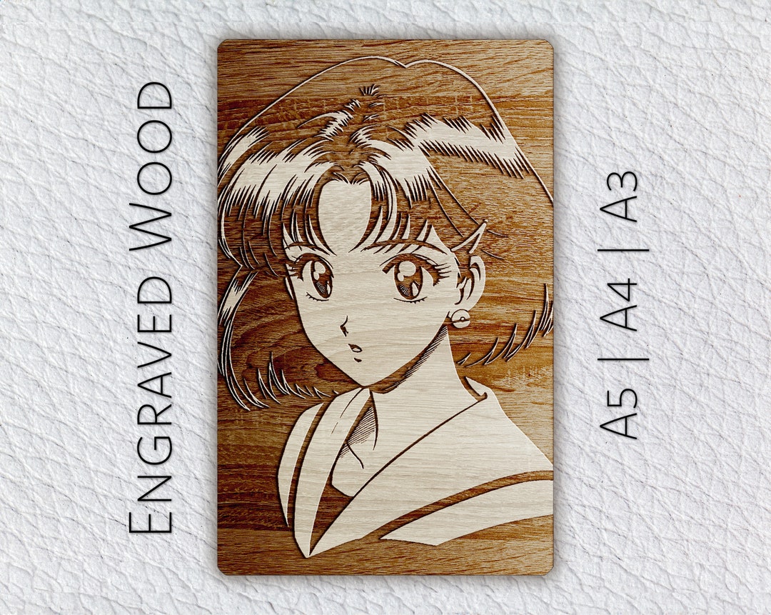 Wooden Retro Anime Girl Portrait - Engraved Art 90s 80s Oldschool ...